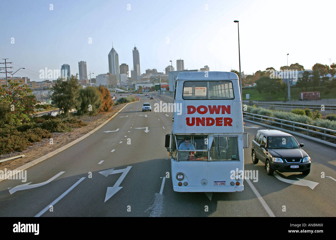 Down Under bus in Perth Stock Photo - Alamy