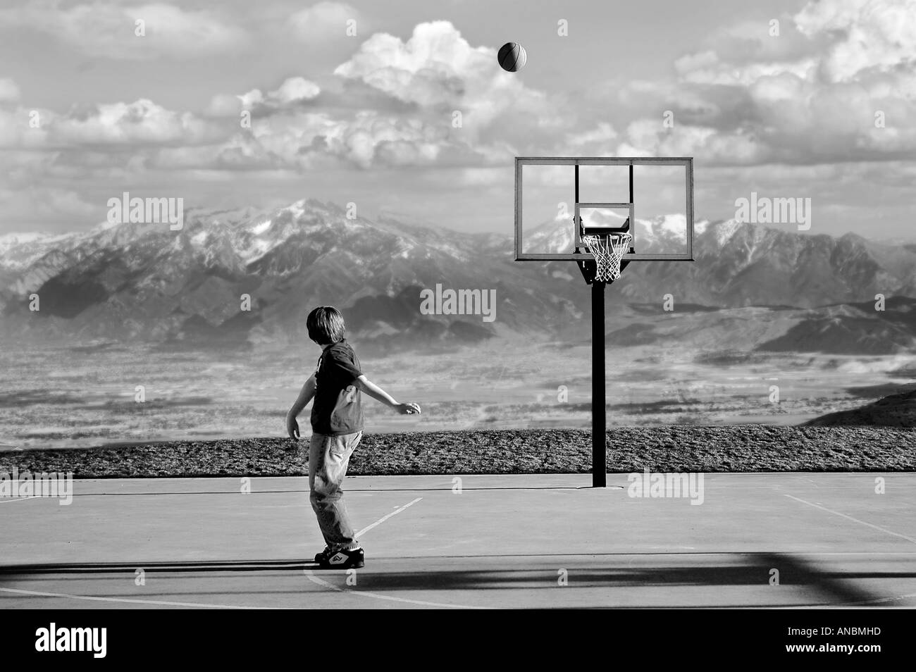 freedom and exhileration of basketball for boys playing on the Stock ...