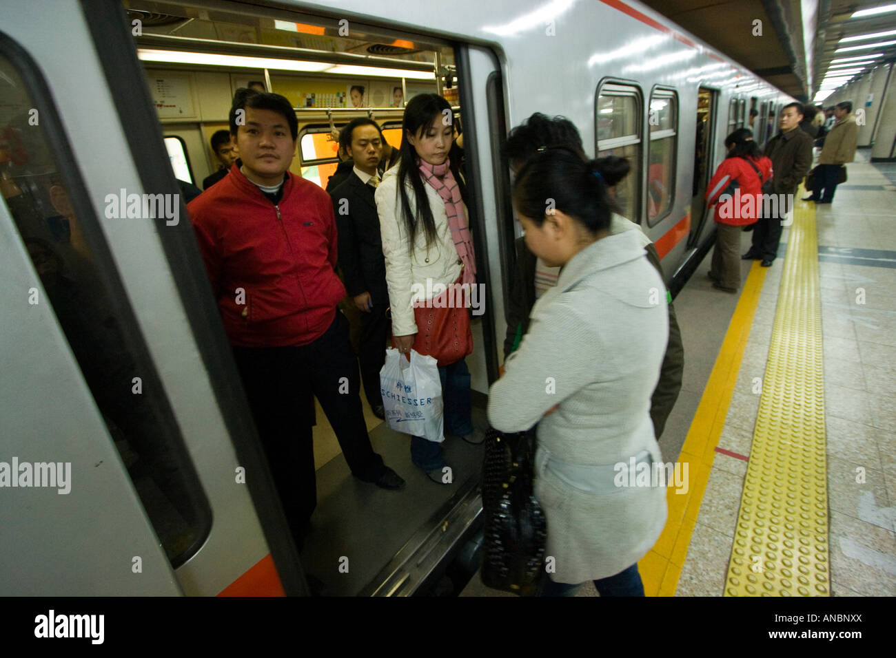 People Boarding the Subway Beijing China Stock Photo - Alamy