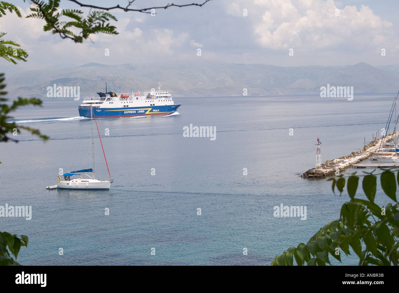 Boats in the Ionian Sea, Kerkyra, Corfu, Greece, express lines feax ...