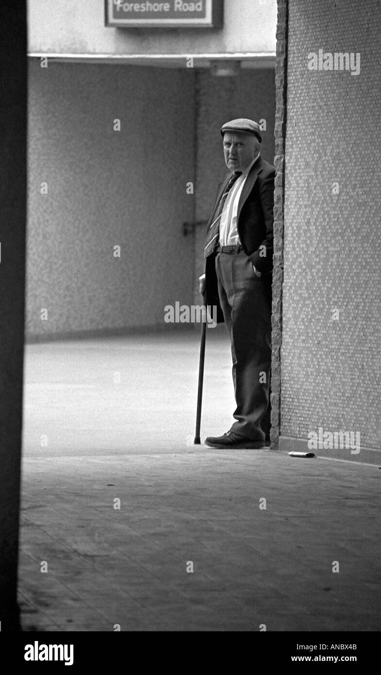 Old man with walking stick Black and White Stock Photos & Images - Alamy
