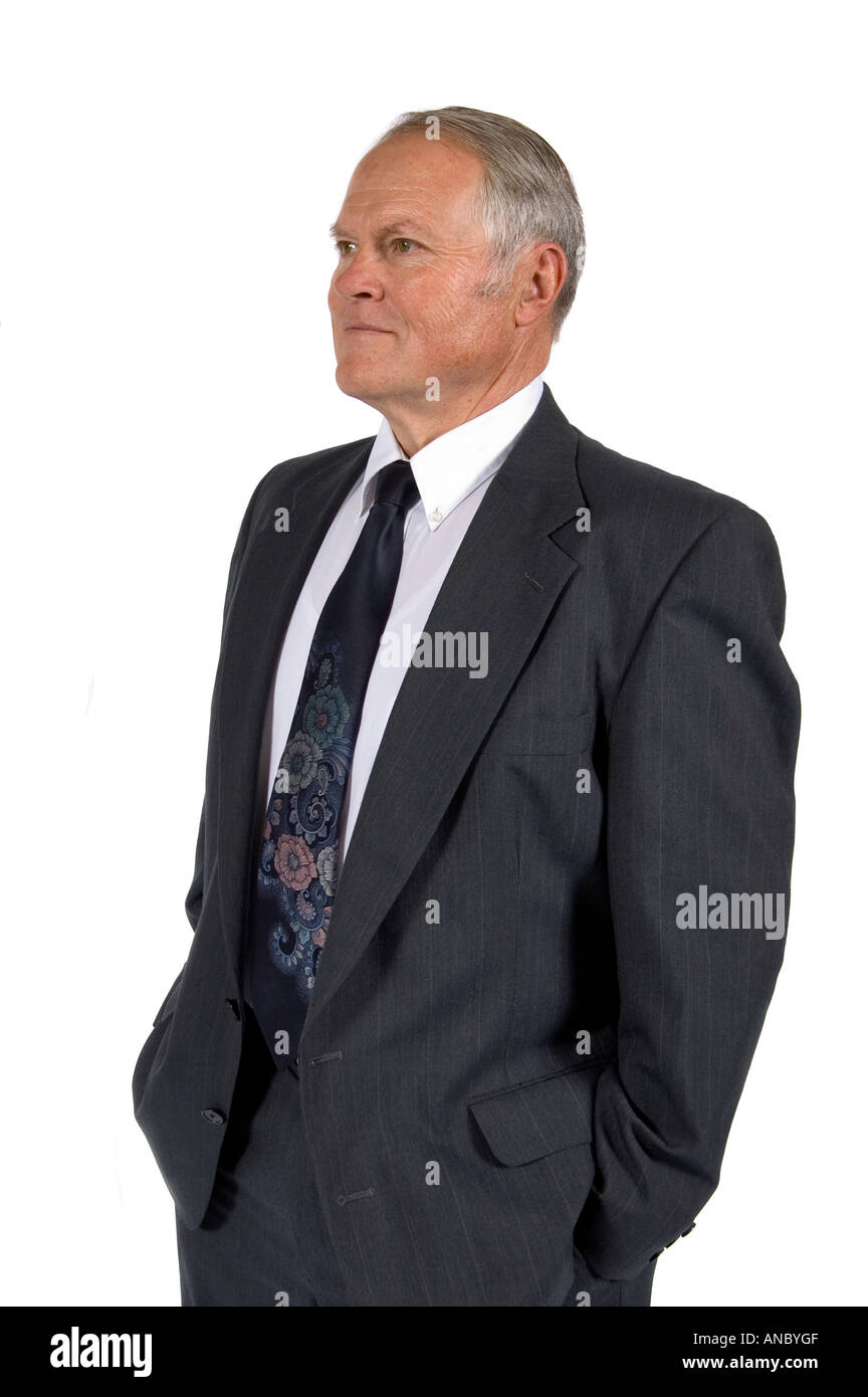 Medium shot of an executive looking off camera with a slight smile ...