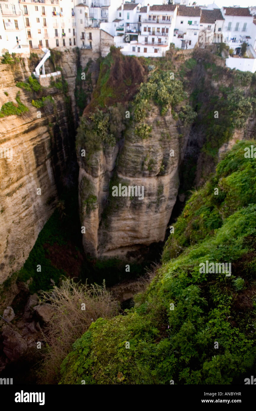 Looking down into the gorge at Ronda in Spain Stock Photo - Alamy