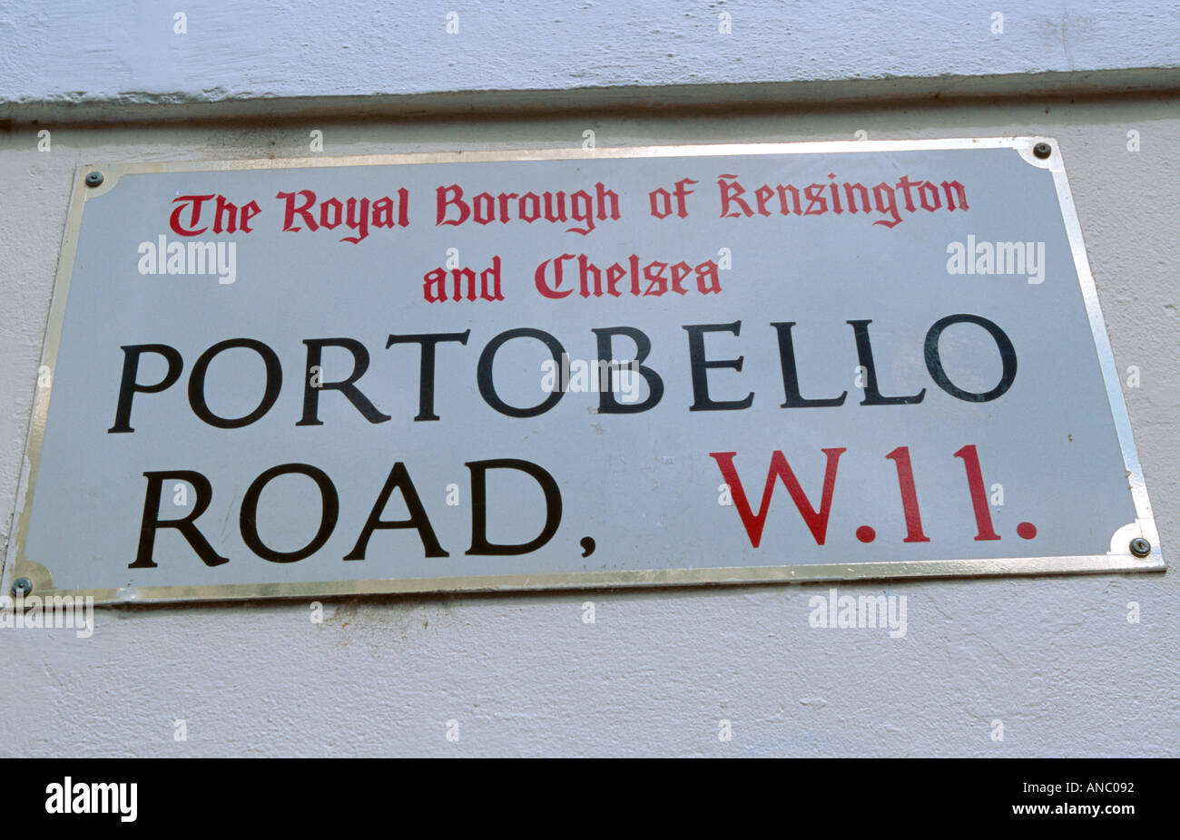 Portobello Road sign Notting Hill London England Stock Photo - Alamy