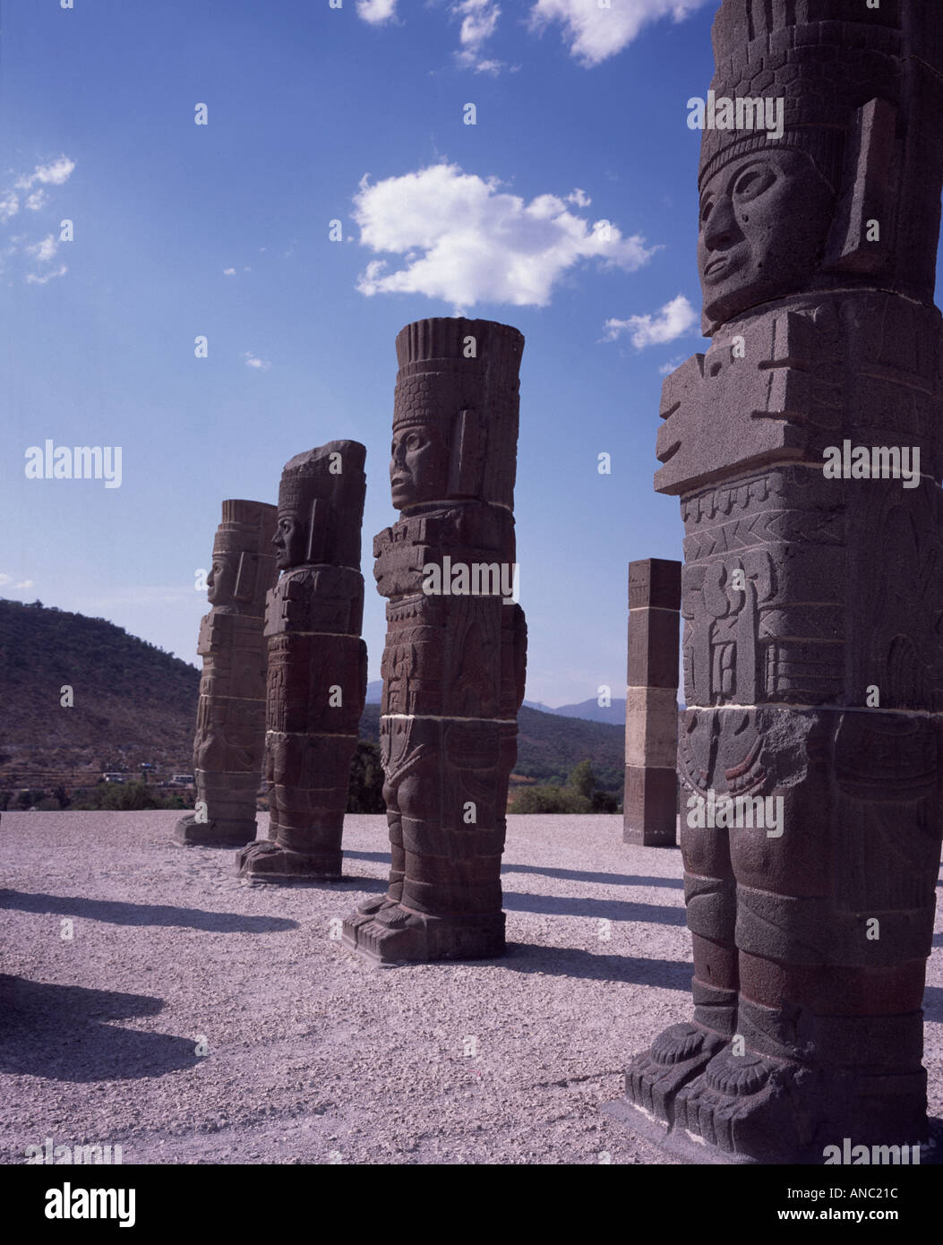 The Atlantes or Toltec warrior statues at Tula Hidalgo Mexico Stock ...