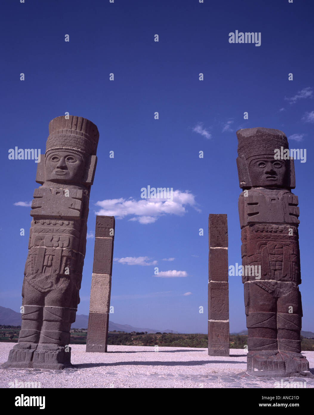 The Atlantes or Toltec warrior statues at Tula Hidalgo Mexico Stock ...