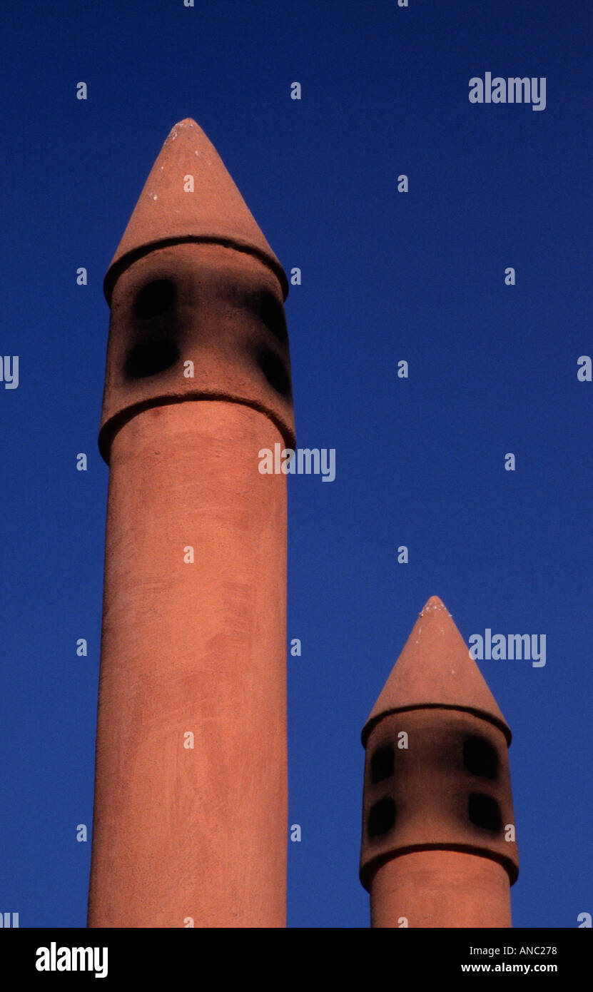 Terracotta chimneys of a Hammam Marrakech Stock Photo - Alamy