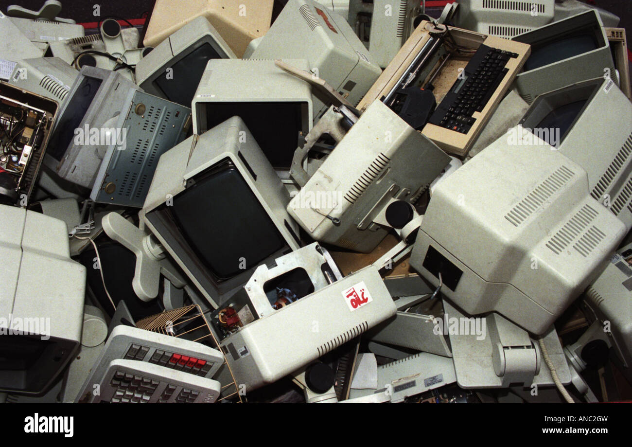 computers redundant rubbish technology outdated trash in dump skip ...