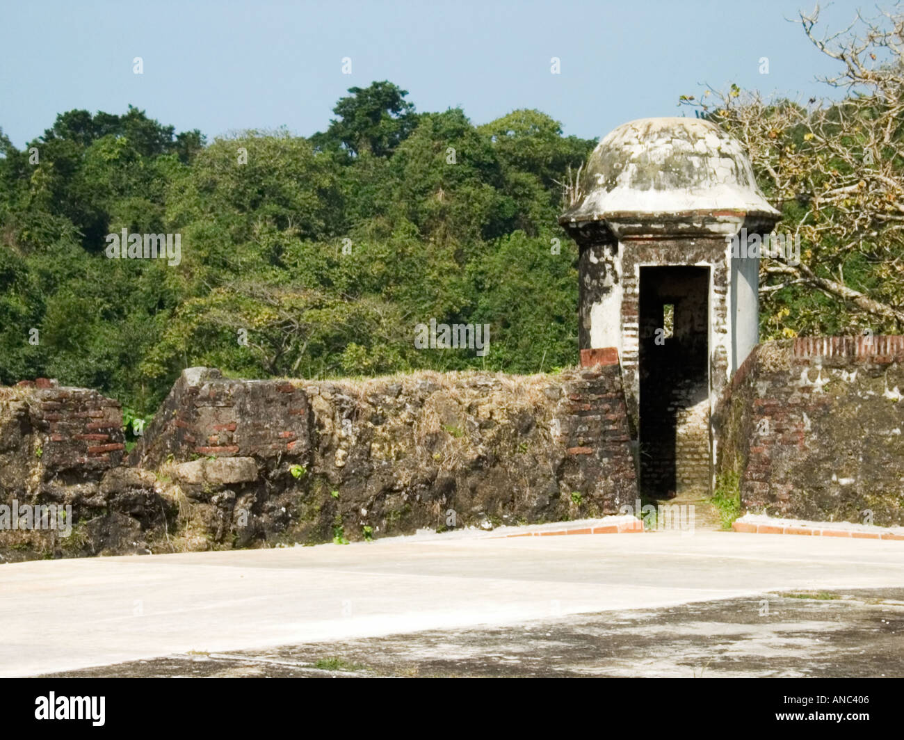 A turret guards a corner of the San Lorenzo del Chagres Castle Stock ...