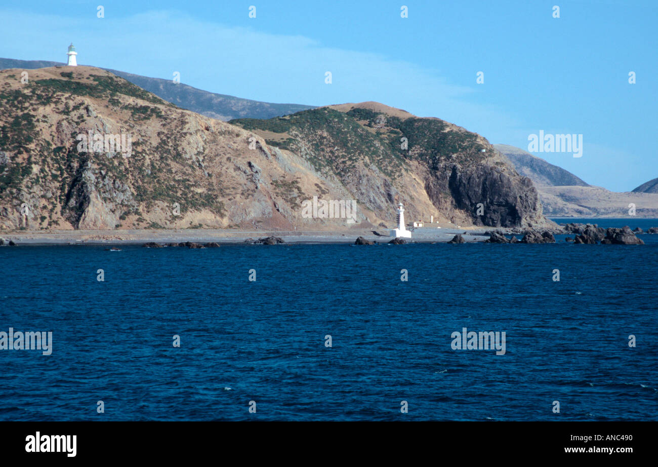 Cook Strait and lighthouse outside of Wellington New Zealand Stock ...