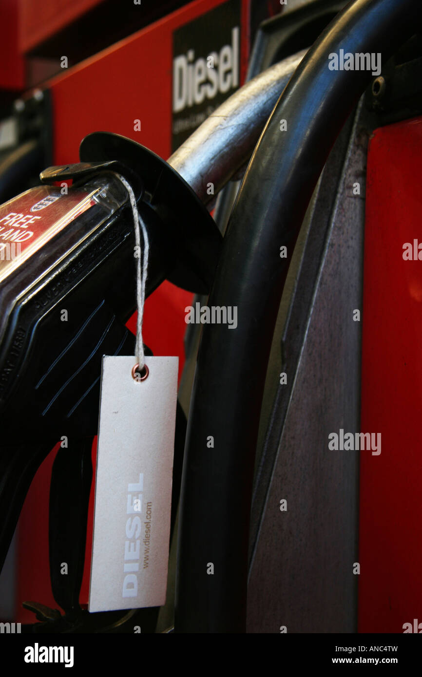 Diesel pump and label Stock Photo - Alamy