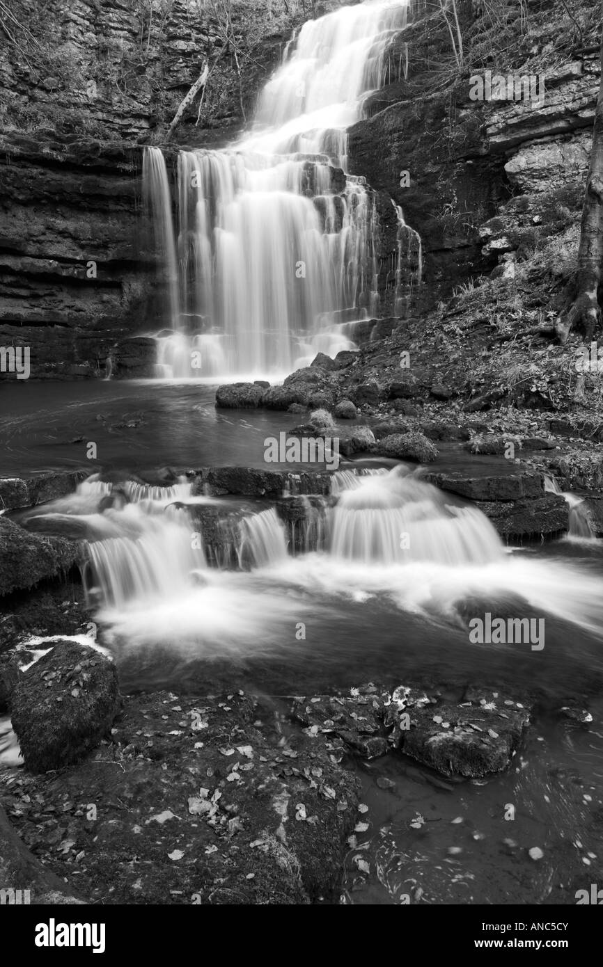 Scaleber Force waterfall above Settle in the Yorkshire Dales Stock ...