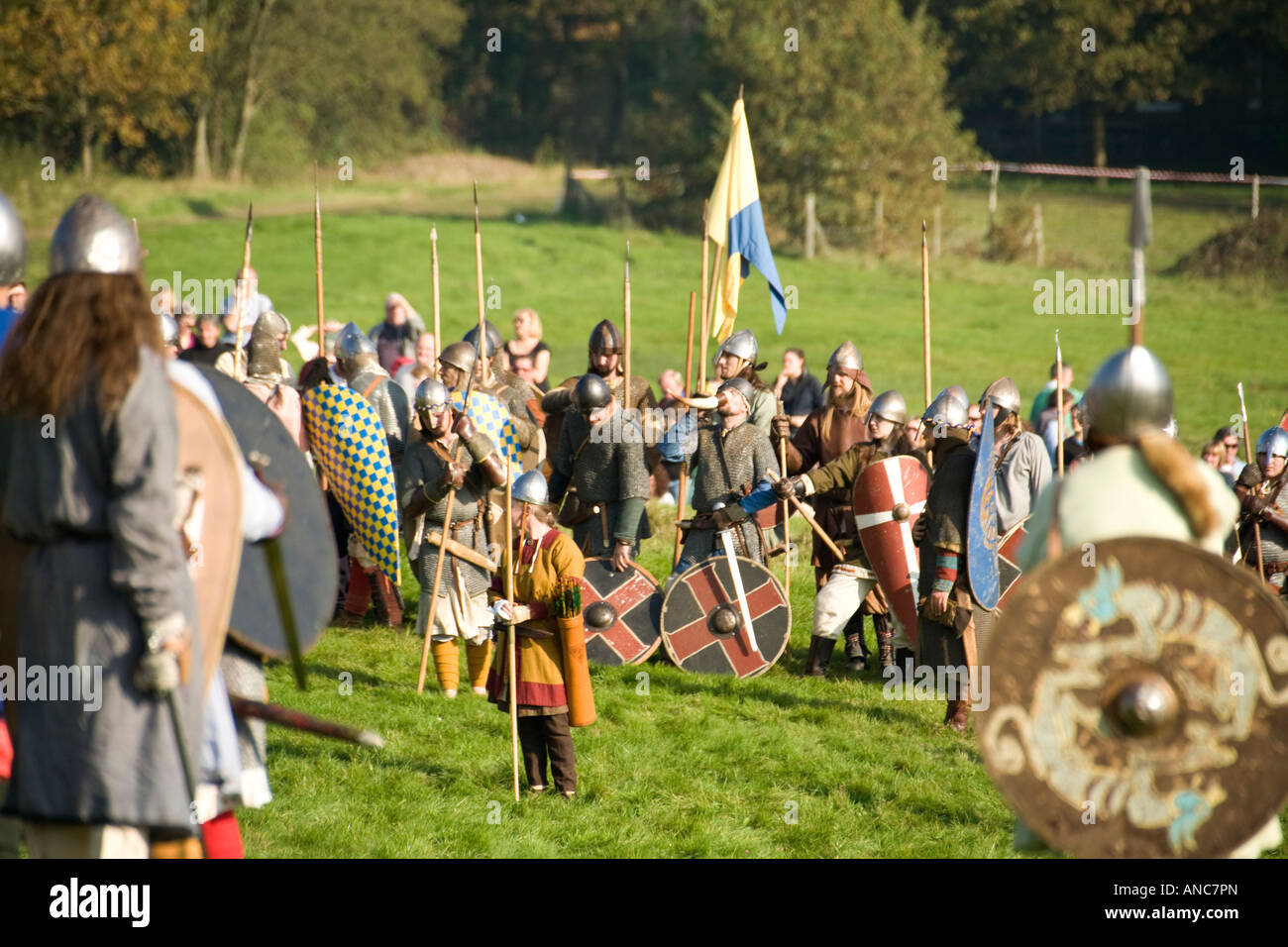 Soldiers preparing for battle on the field during the Battle of ...