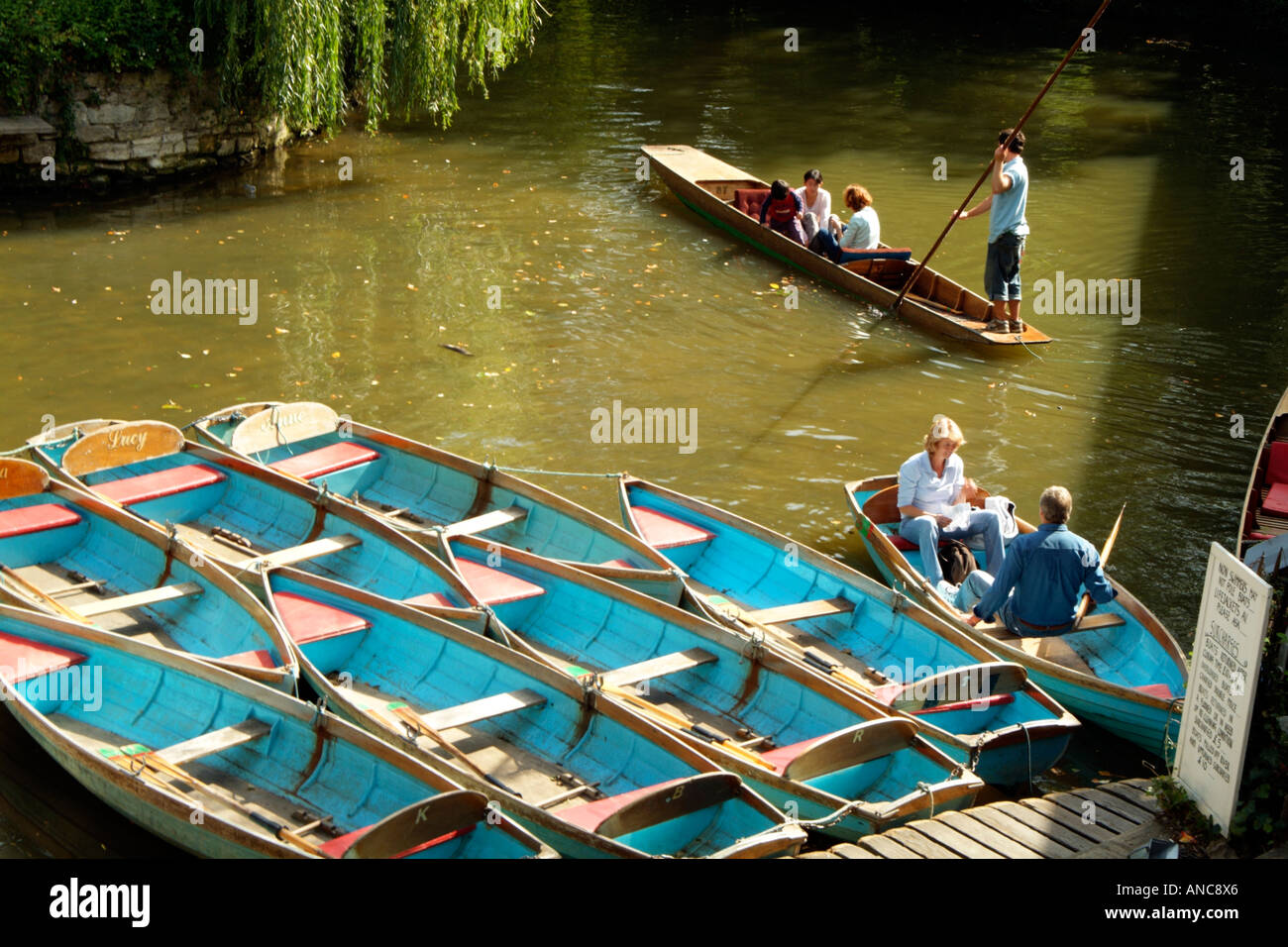 Punting and rowing on the River Cherwell in Oxford Oxfordshire England ...