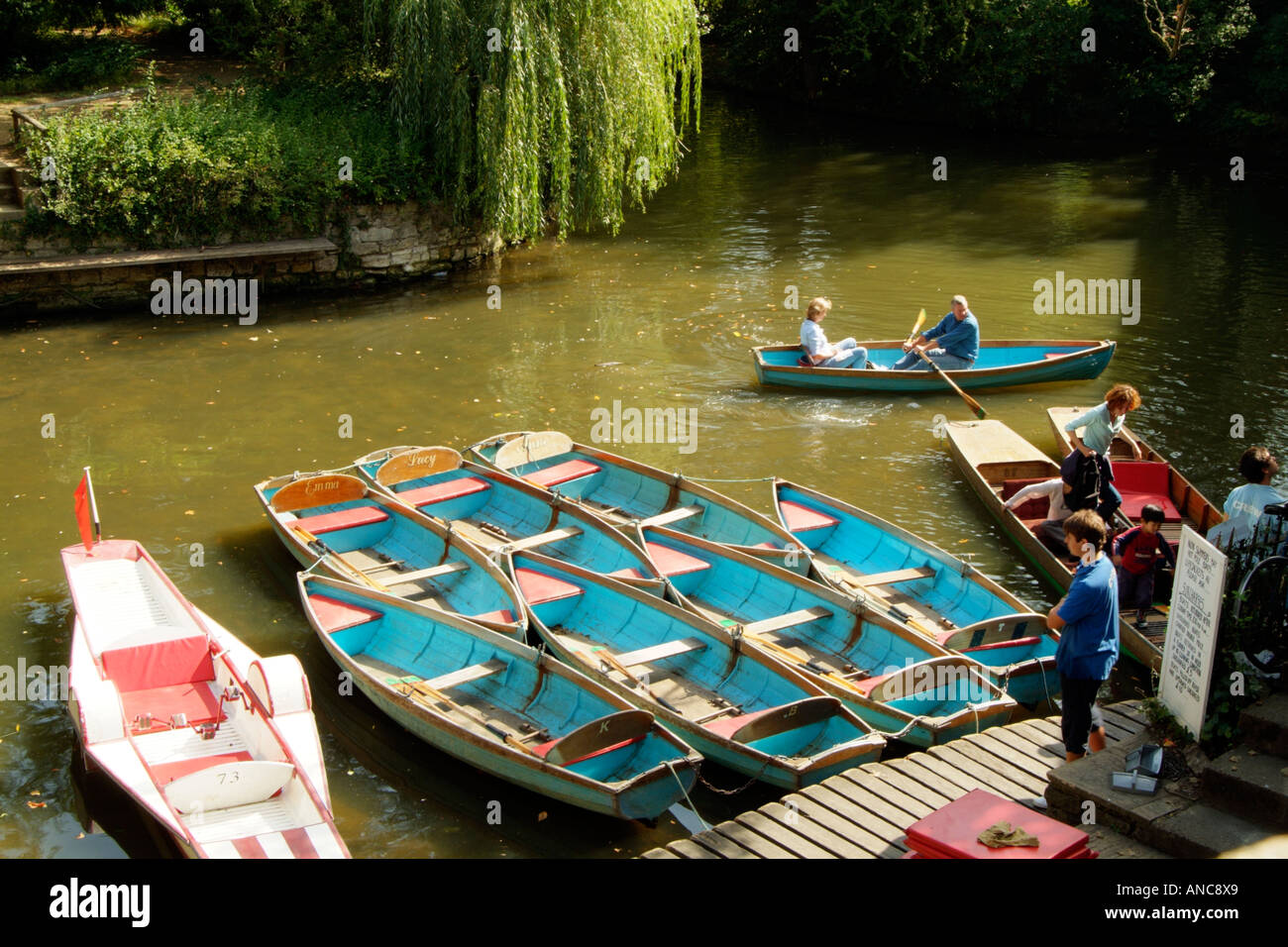 Punting and rowing on the River Cherwell in Oxford Oxfordshire England ...