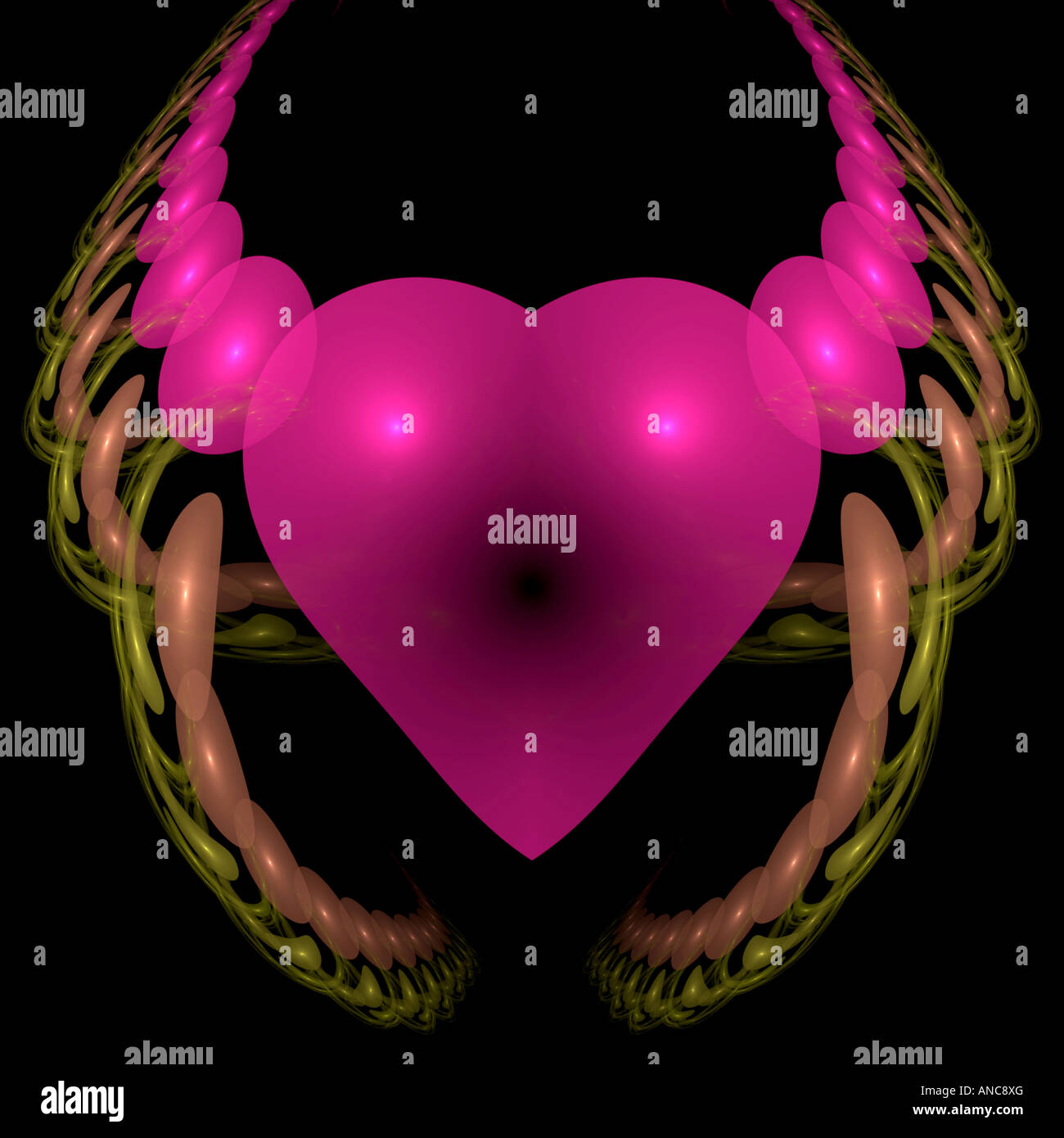 Abstract fractal heart image encased in bubble chains Stock Photo - Alamy