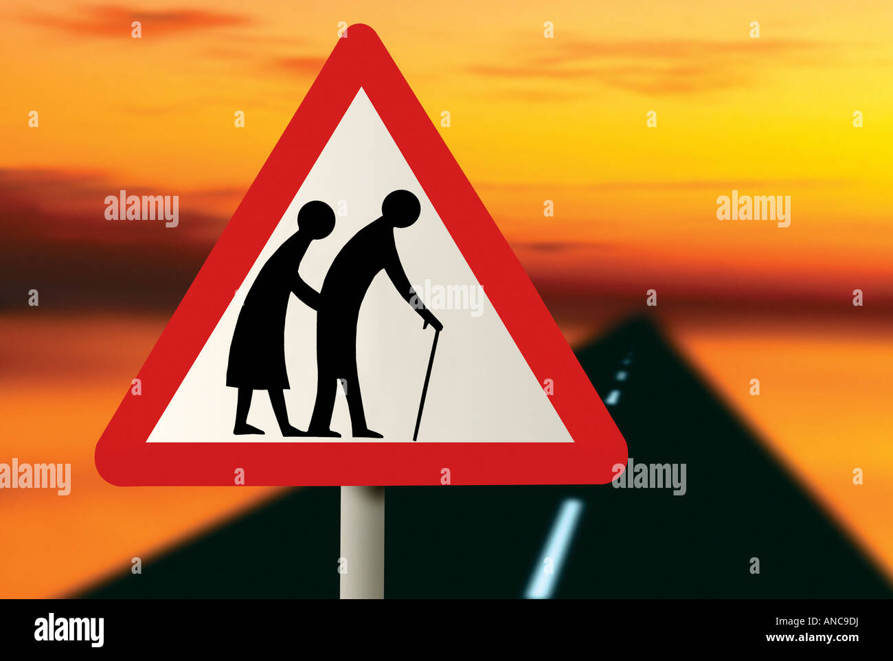 Elderly people road sign Stock Photo - Alamy