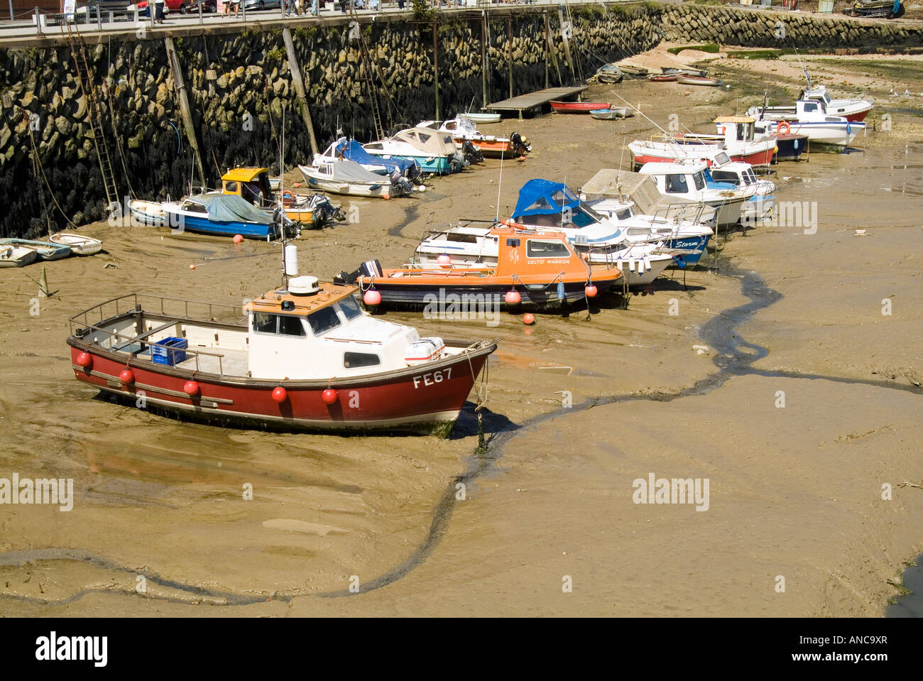 folkestone kent harbour uk with tide out mud low sea level boats ...
