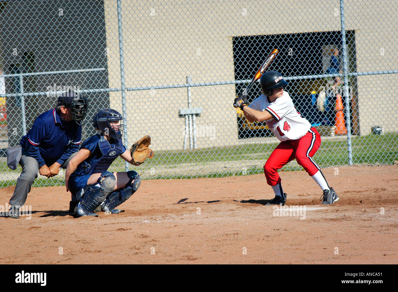 Female Baseball Action Stock Photo - Alamy