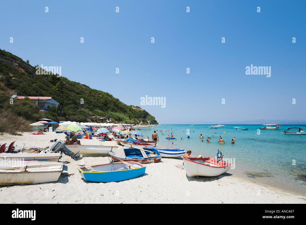 Beach, Afitos, Kassandra Peninsula, Halkidiki, Greece Stock Photo - Alamy