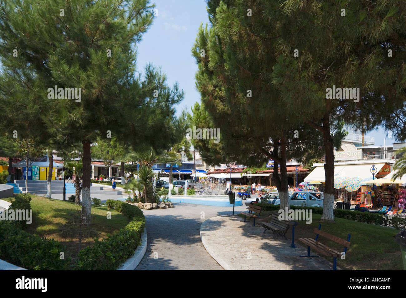 Town Square, Hanioti, Kassandra Peninsula, Halkidiki, Greece Stock ...