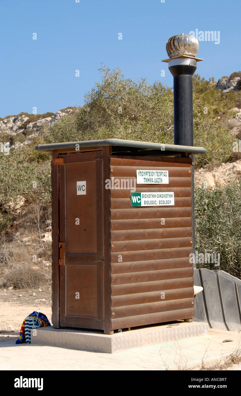 Unisex biological toilet at Cape Gkreko on the Mediterranean island of ...