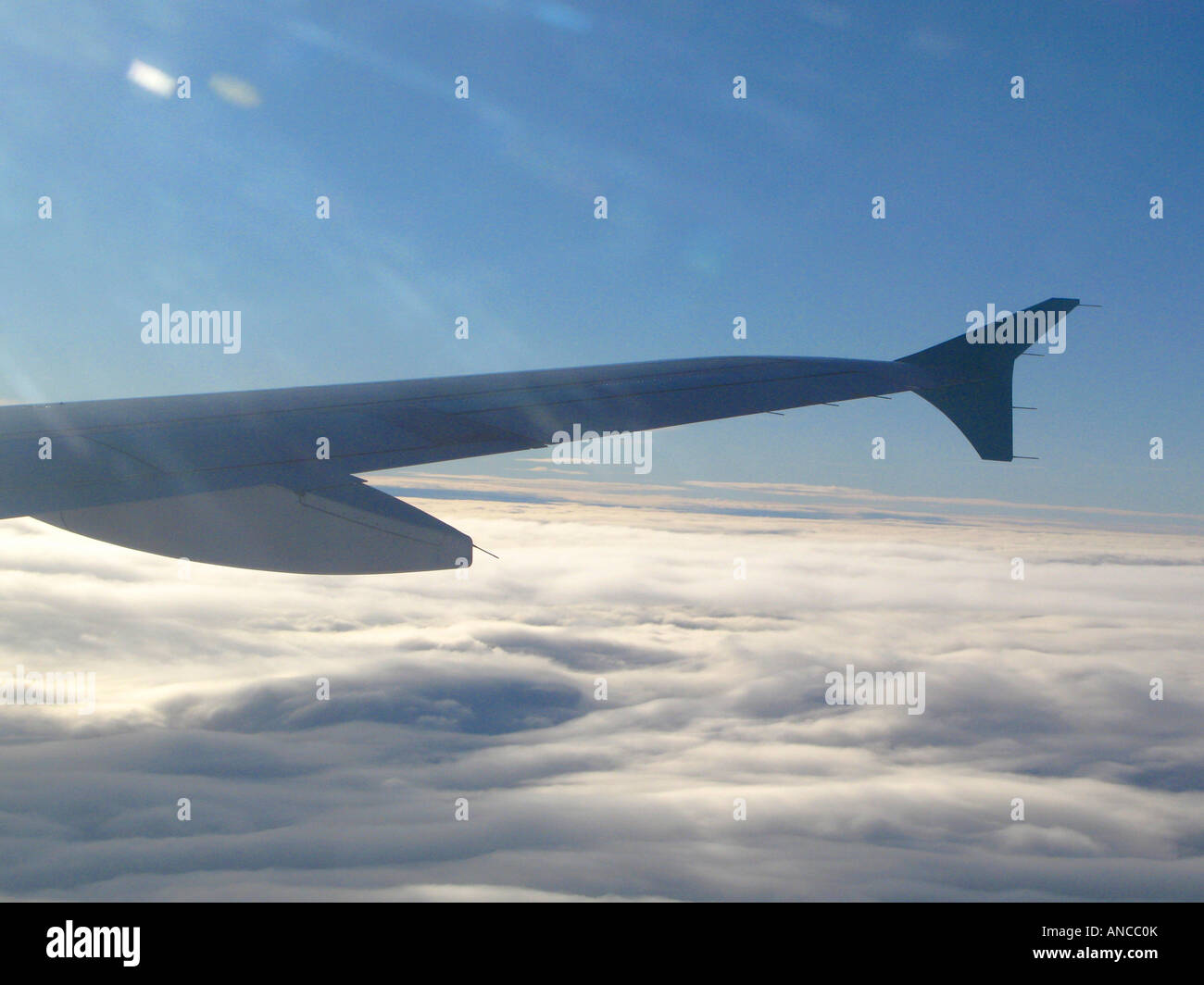 Wing of passenger jet on flight from Cardiff to Cyprus Stock Photo - Alamy