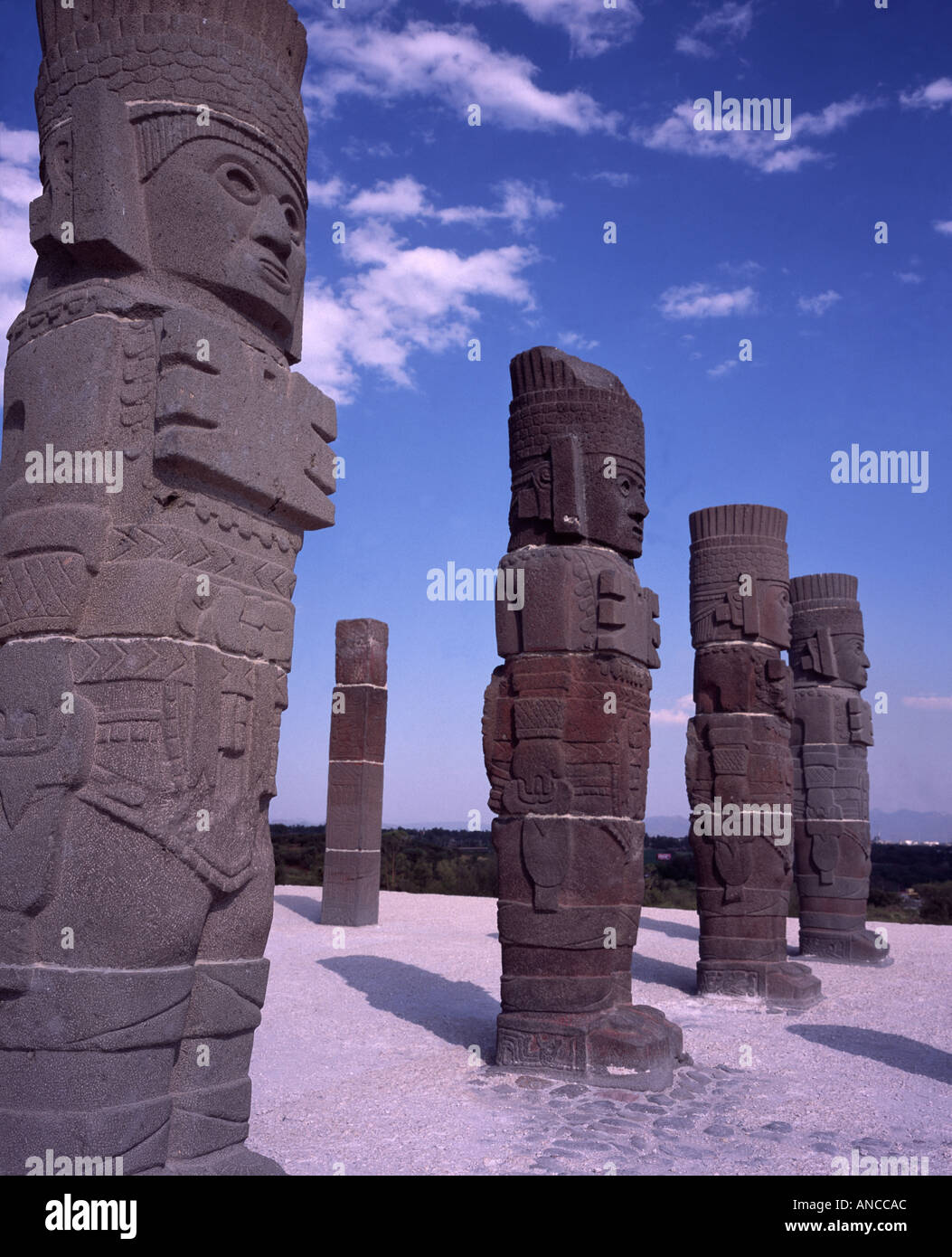 The Atlantes or Toltec warrior statues at Tula Hidalgo Mexico Stock ...