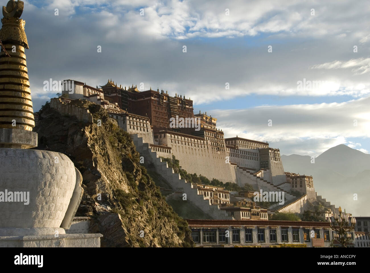 Morning sun on the Potala, the former residence of the Dali Lama in ...
