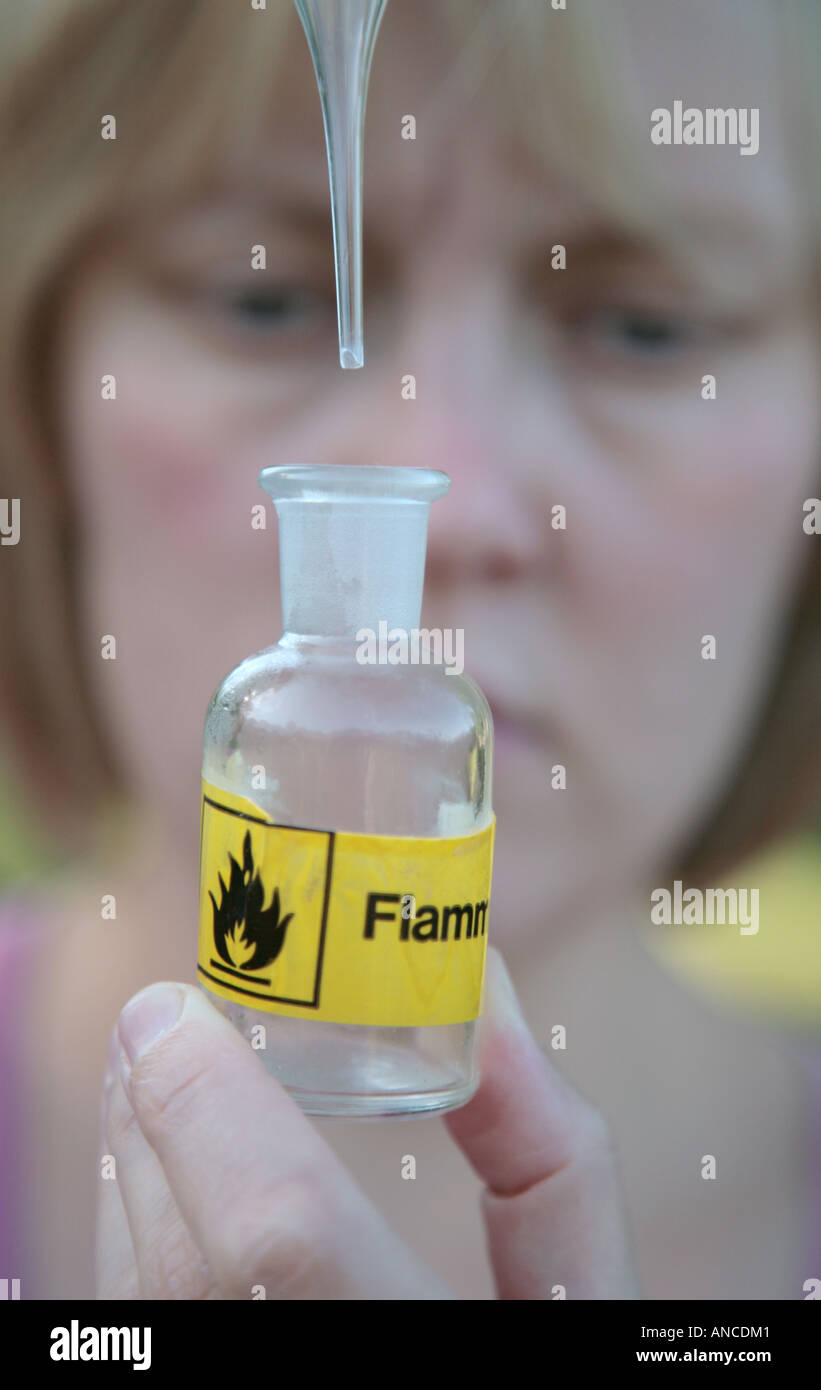 scientist using flammable liquid Stock Photo - Alamy