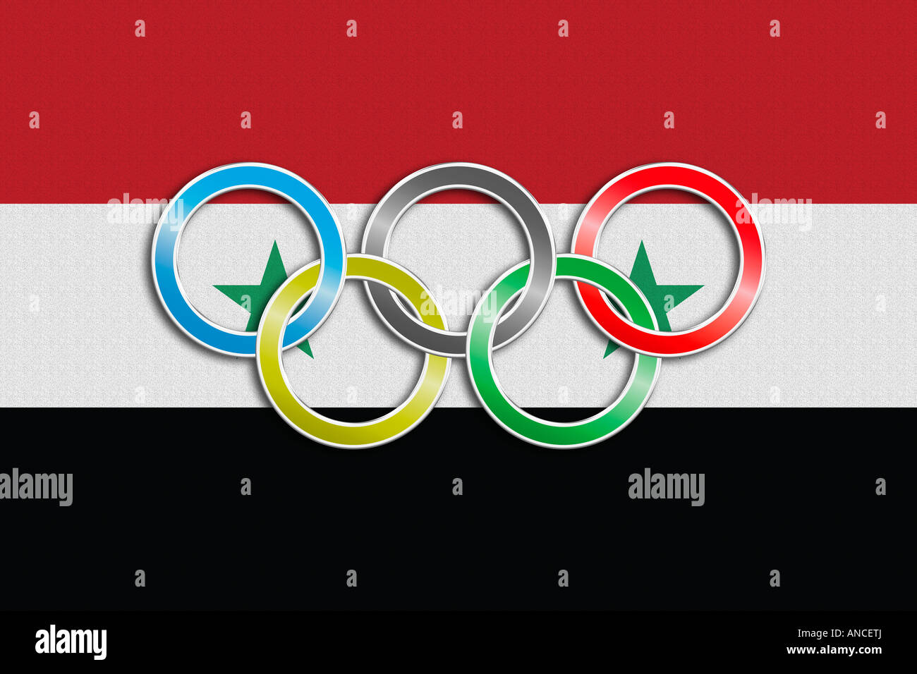Flag of Syria with olympic symbol Stock Photo - Alamy