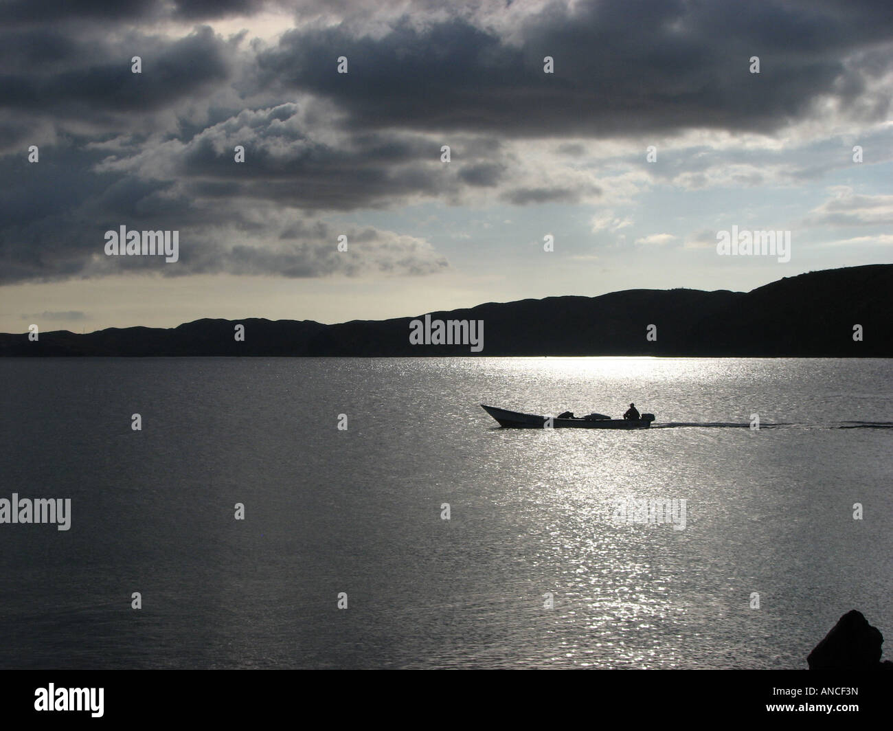 marine view with boat. Peninsula of Araya, Sucre state, Venezuela Stock ...