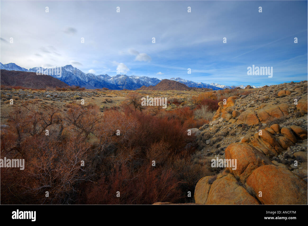alabama hills and mt whitney Stock Photo - Alamy