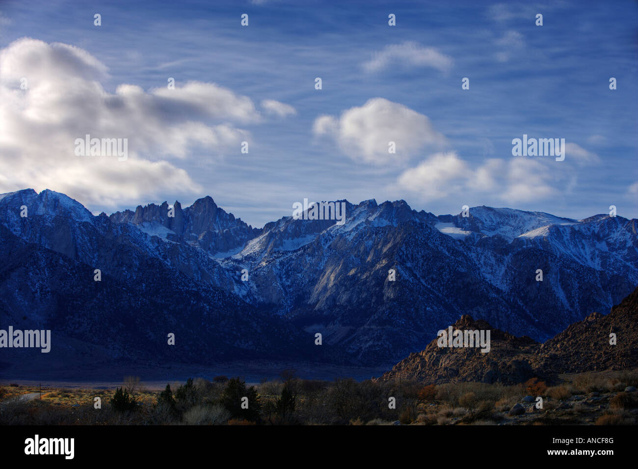alabama hills and mt whitney Stock Photo - Alamy