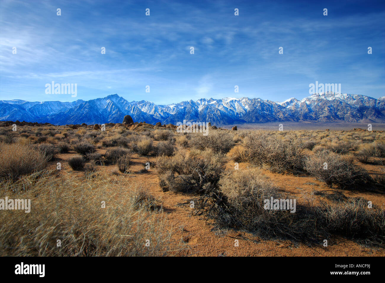 alabama hills and mt whitney Stock Photo - Alamy
