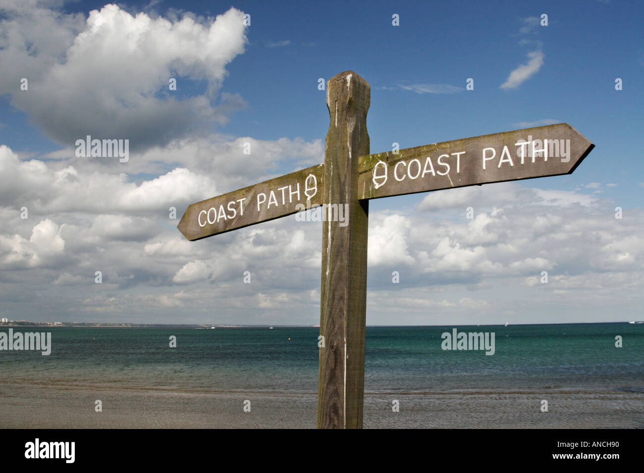 Coast path sign, Studland beach, Swanage, Dorset, England, UK Stock ...