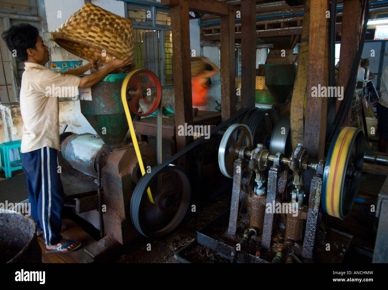 Myanmar Burma Northern Shan State Hsipaw peanut oil factory Stock Photo ...