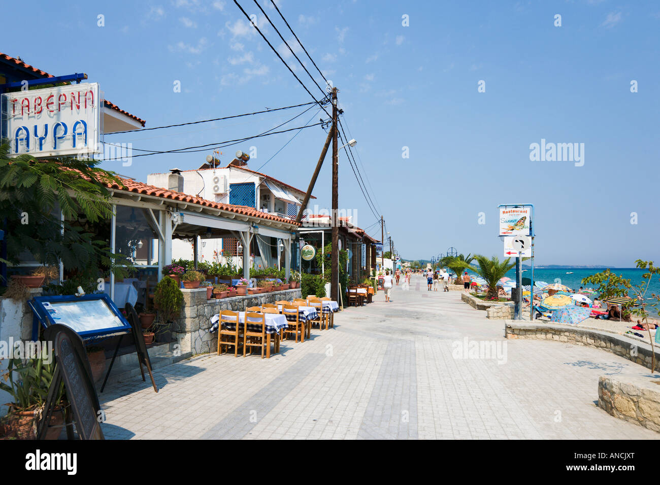 Beachfront Taverna, Polichrono, Kassandra Peninsula, Halkidiki Stock ...