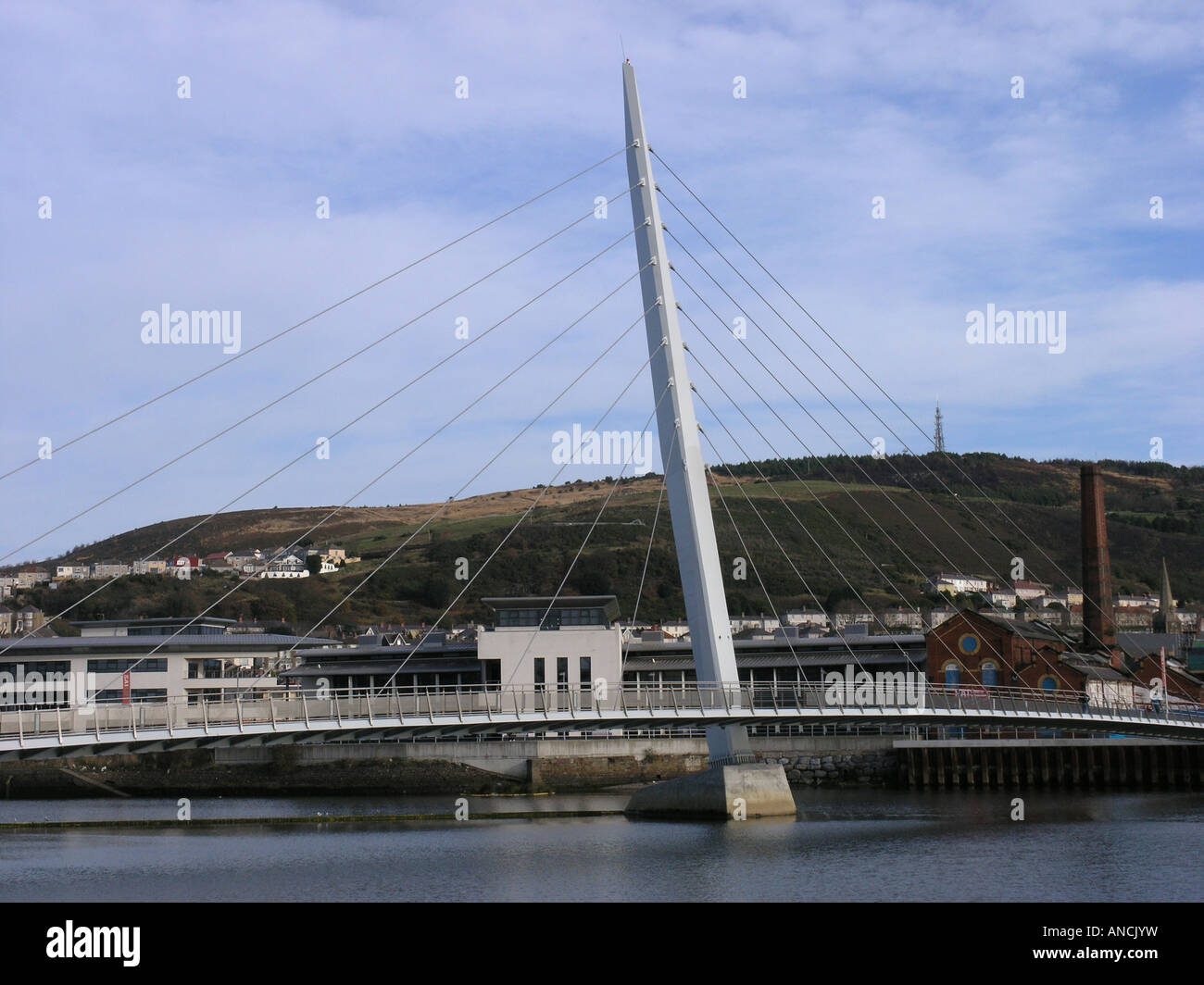swansea sail bridge cable stayed footbridge connecting town centre with ...