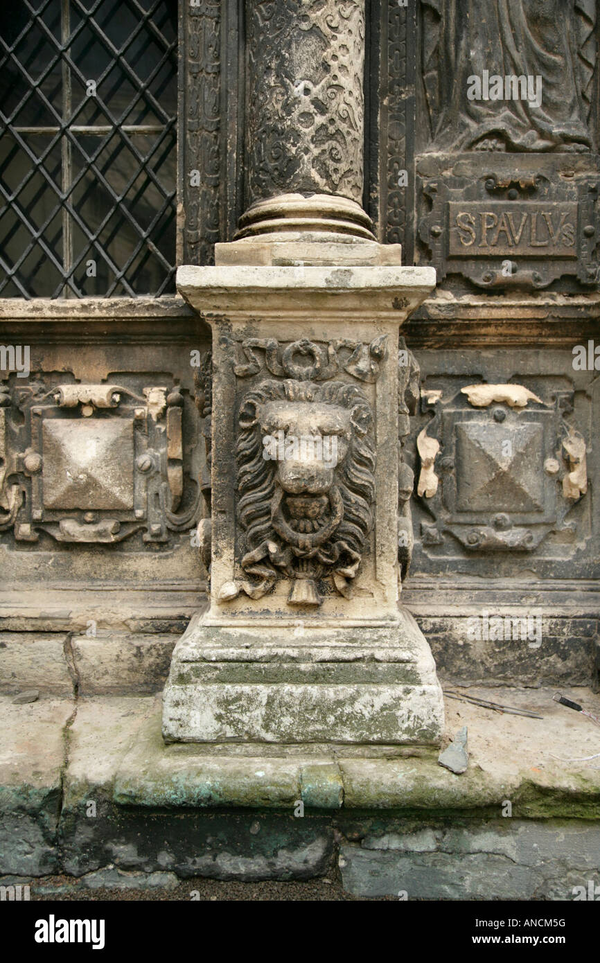Detail of carved lion at the front of the Boim Chapel, Lviv (Lvov ...