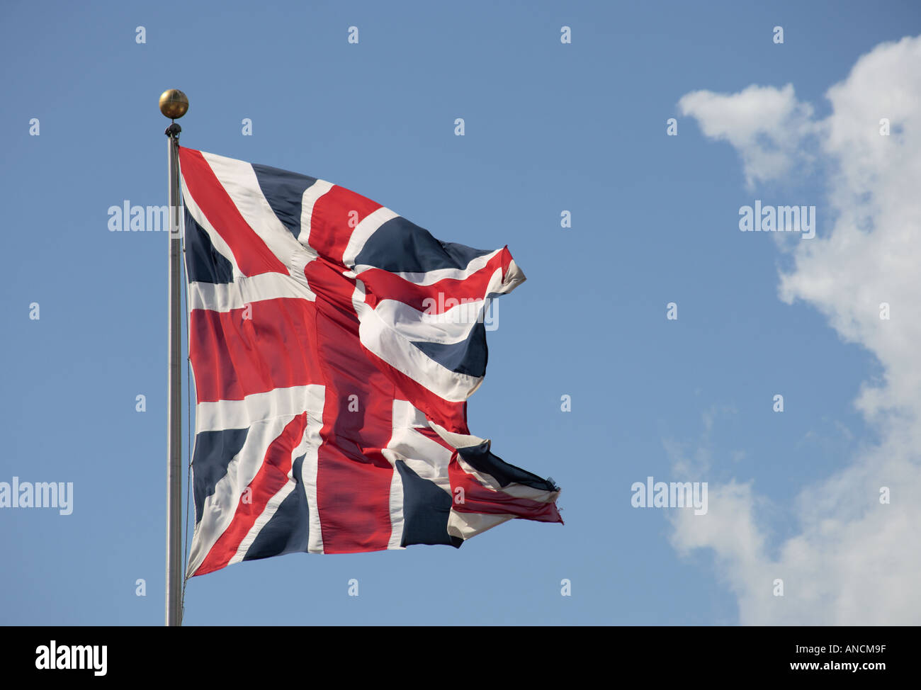 Union jack flag flapping in the wind hi-res stock photography and ...