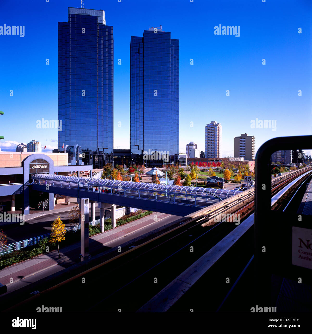 High-Rise Office Towers at Metrotown as seen from the Skytrain Track in ...