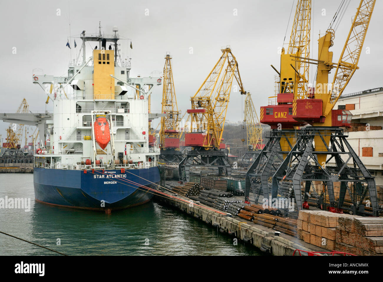 "Star Atlantic" ship moored whilst unloading at Odessa sea port ...