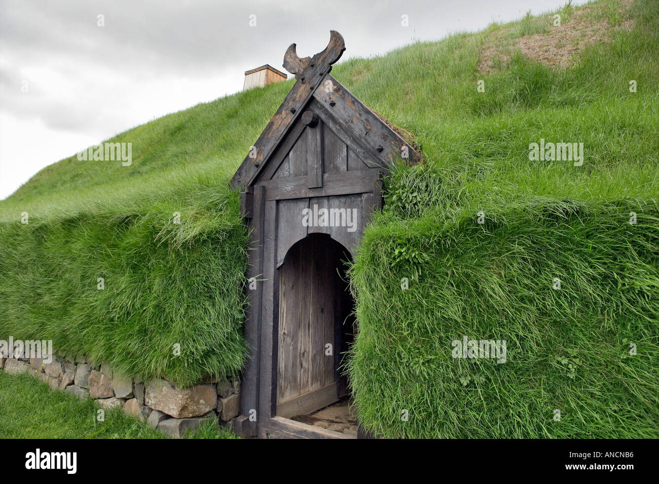 Historical Reconstruction of an Icelandic Turf Farm Iceland Stock Photo ...