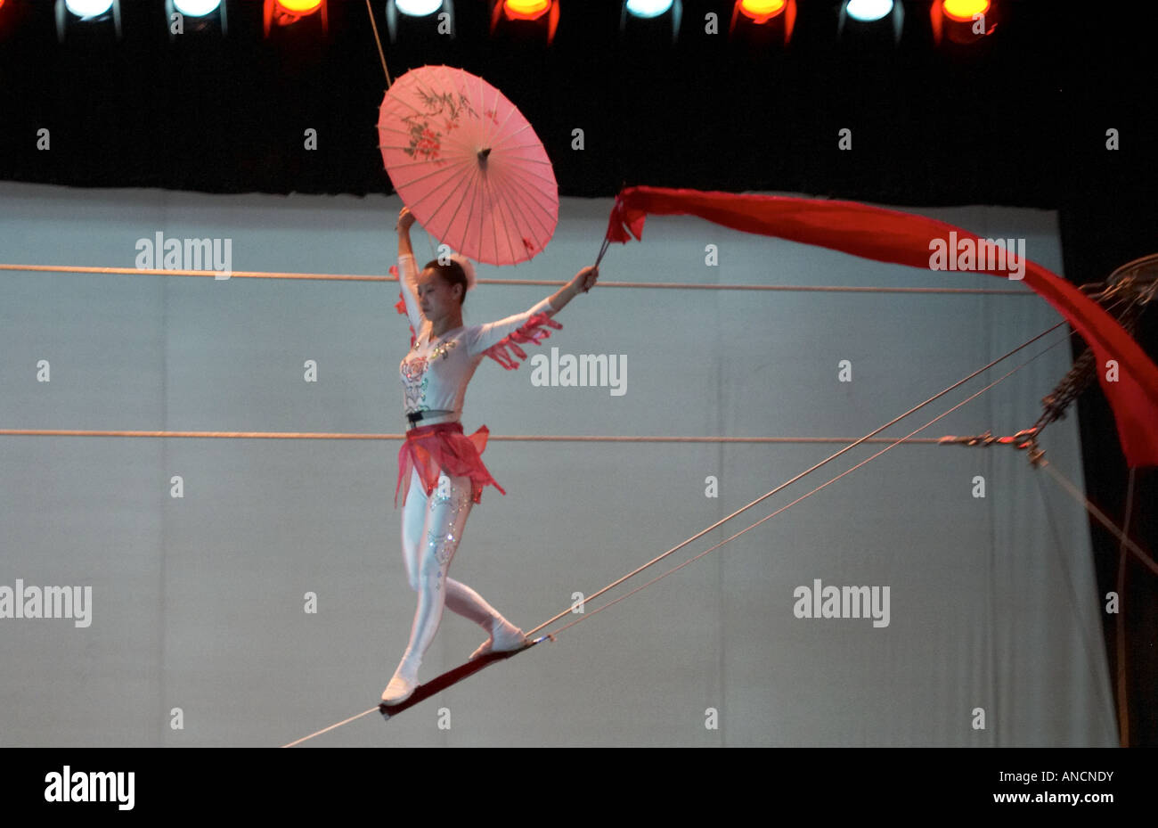 Tight-rope walker performing in Chaoyang theatre Stock Photo - Alamy