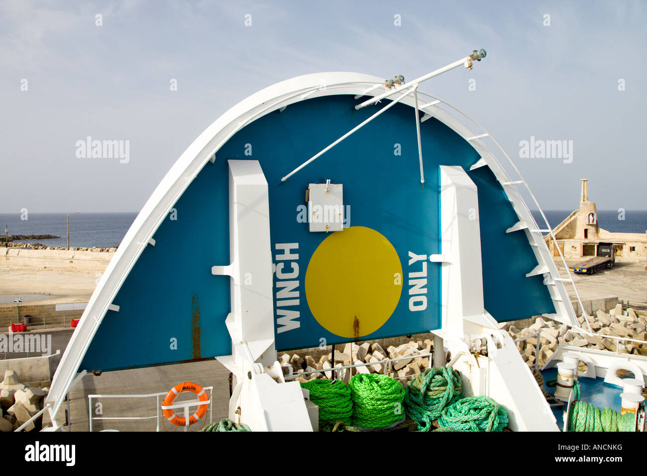 Raised end of the Malta to Gozo car and passenger ferry Stock Photo - Alamy