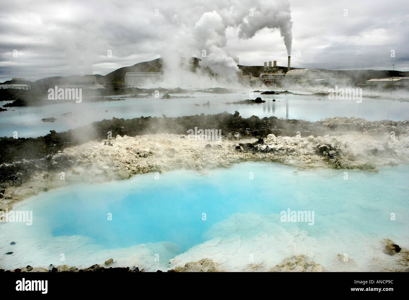 Cooling Pools Silica Deposits at the Blue Lagoon Geothermal Power Plant ...
