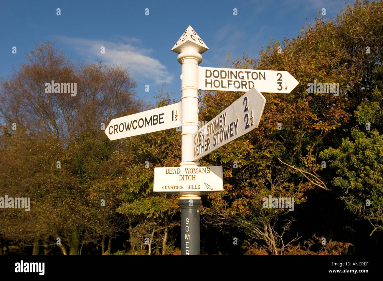 Traditional Somerset fingerpost on Quantock Hills Stock Photo - Alamy
