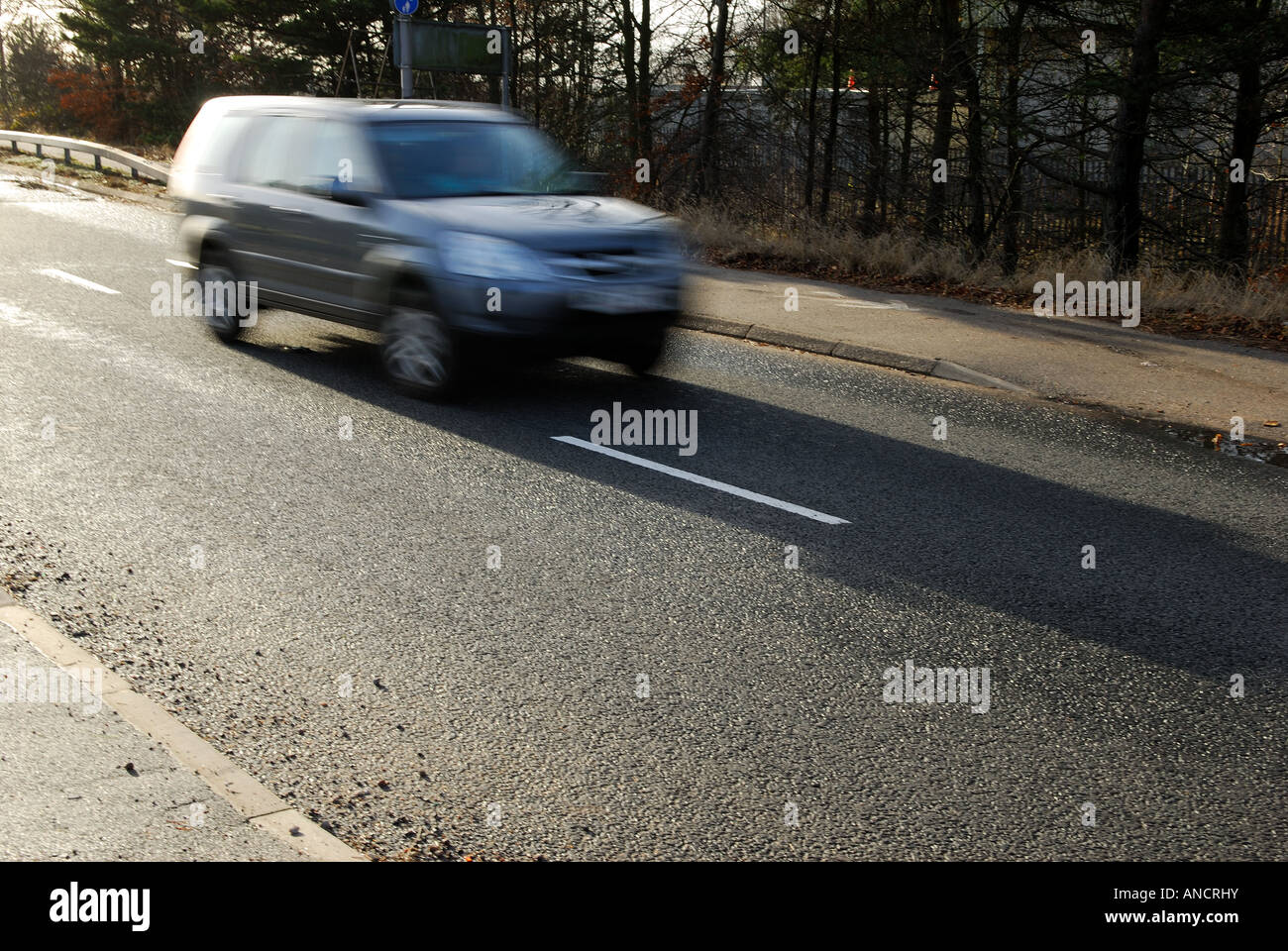 4X4 vehical on slip road to motorway m1 Stock Photo - Alamy