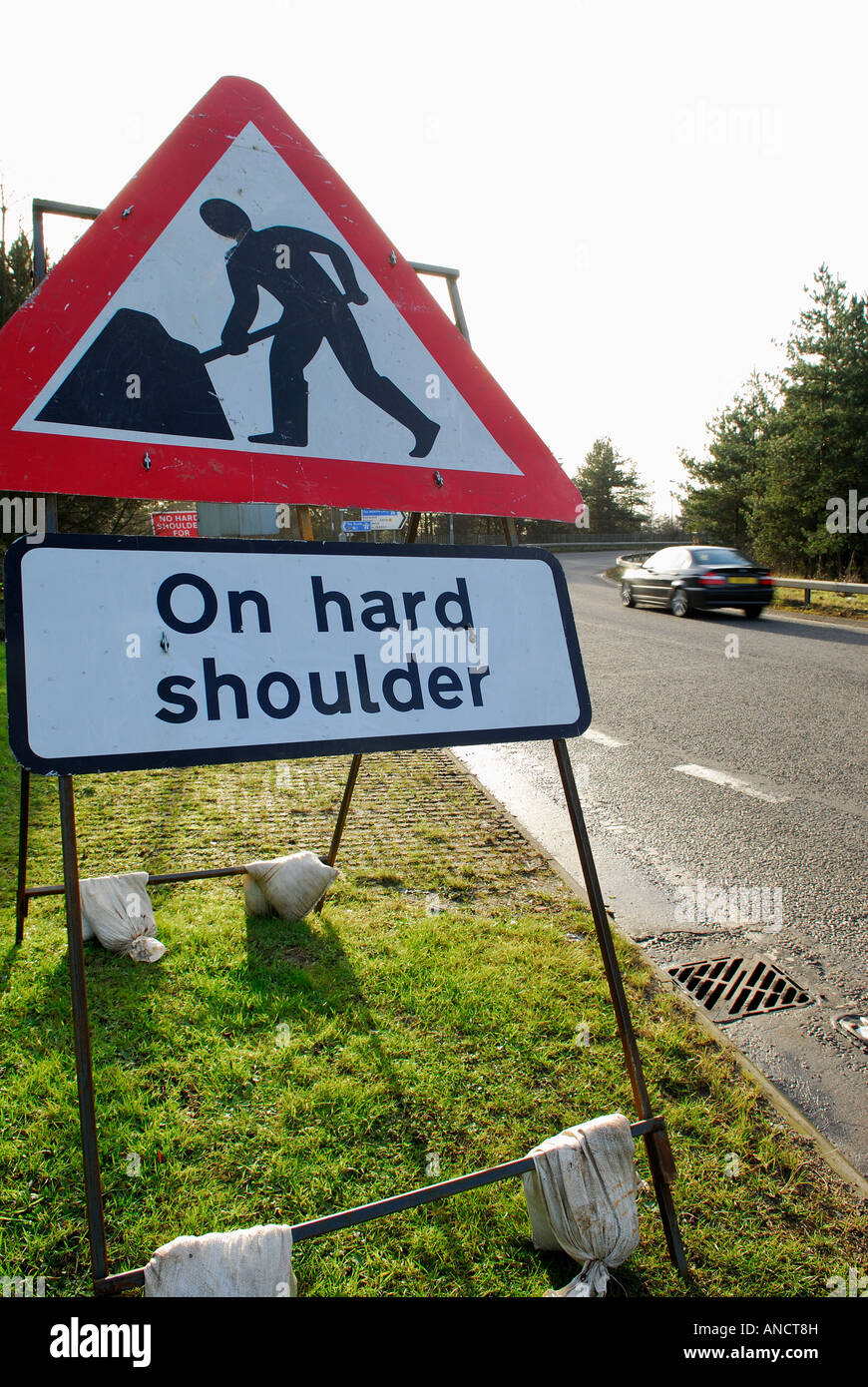 Motorway warning sign hi-res stock photography and images - Alamy